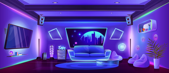 Room interior with setup to play game and stream Vector Image
