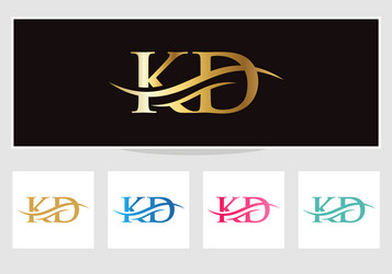 Gold kd letter logo design Royalty Free Vector Image