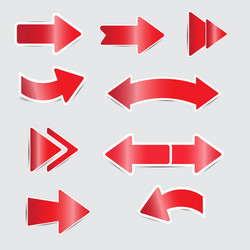 Red arrow label paper with shadow Royalty Free Vector Image