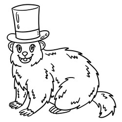 Groundhog with hat isolated coloring page Vector Image