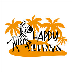 Happy birthday - funny unicorn zebra and rainbow Vector Image
