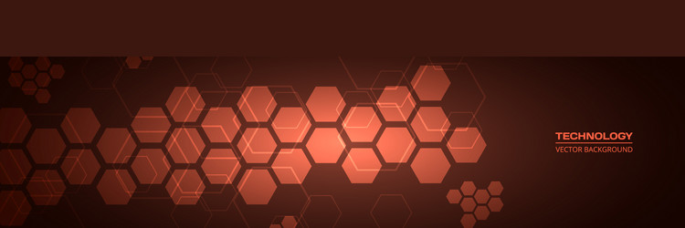 Red hexagon technology abstract background with Vector Image