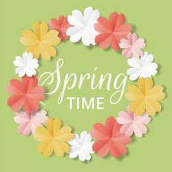 Paper cut flowers greeting card template floral Vector Image