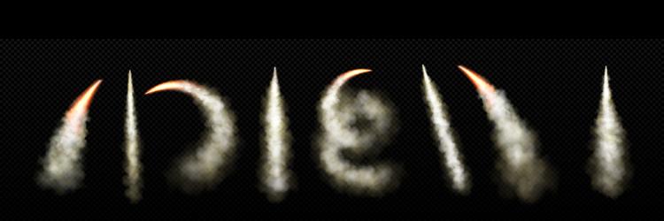 Realistic smoke and fire trails set Royalty Free Vector