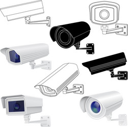 Video surveillance isometric and cctv Royalty Free Vector