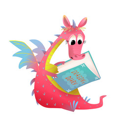 Cartoon Dragon Reading a Book Royalty Free Vector Image