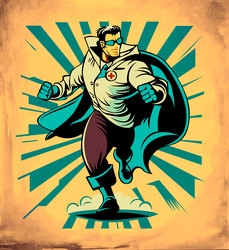 Doctor as superhero character in dynamic pose Vector Image