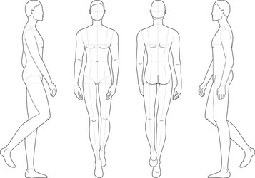 Fashion Template Walking Men Vector Image Vector Images (over 150)