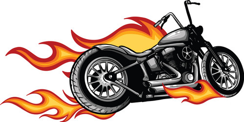 Motorcycle with fire and flames Royalty Free Vector Image