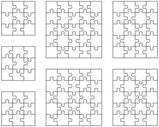 Jigsaw puzzles bundle simple line art style Vector Image