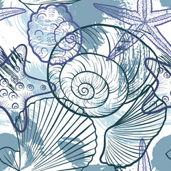 Sea hand drawn seamless pattern Royalty Free Vector Image