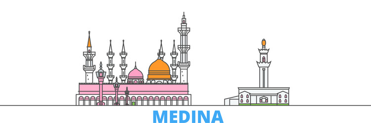Saudi arabia medina tourism landmarks Royalty Free Vector