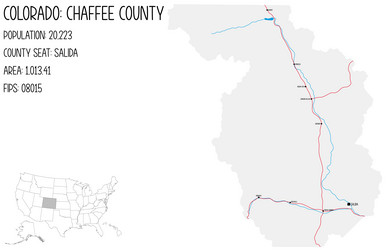 Large and detailed map of chaffee county Vector Image