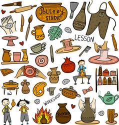Pottery studio background for your design Vector Image