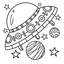 Ufo alphabet abc coloring page u Royalty Free Vector Image