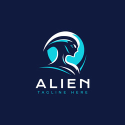 Alien logo minimal alien logo on dark blue Vector Image