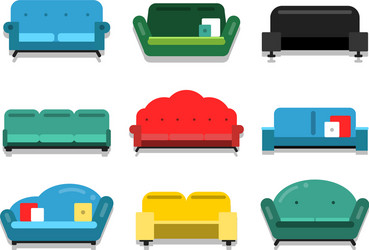 Home furniture modern and classic sofa couches Vector Image