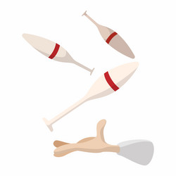 Juggler juggling with clubs cartoon stick figure Vector Image