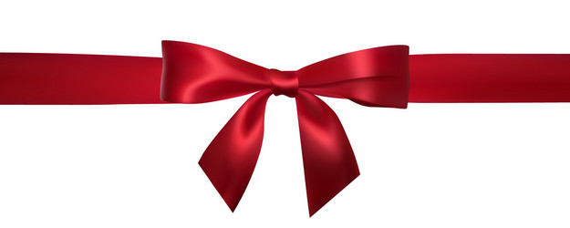 Realistic red bow with red ribbons isolated Vector Image
