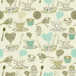 Vintage tea time pattern Royalty Free Vector Image