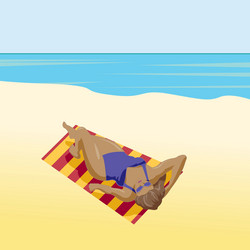 Sunbather girl red bikini Royalty Free Vector Image