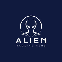 Alien logo minimal alien logo on dark blue Vector Image