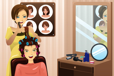 Procedures in hairdressing salon cartoon banner Vector Image