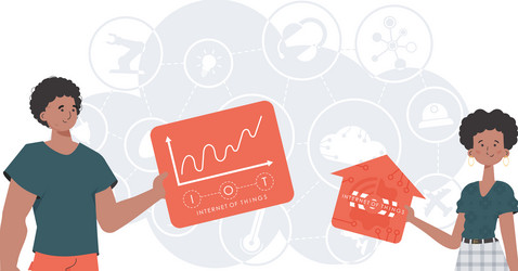 Iot concept internet of things team good Vector Image