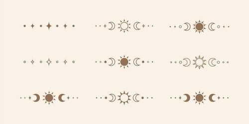Celestial text divider with sun stars moon phases Vector Image