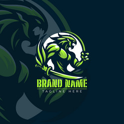 Green monster logo scary creature mascot logo on Vector Image