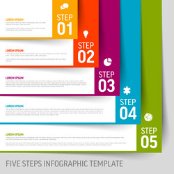 Five simple color steps process infographic Vector Image
