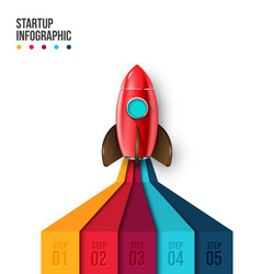 Rocket infographic business concept with 4 Vector Image
