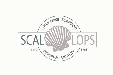 Scallop shell label Royalty Free Vector Image - VectorStock
