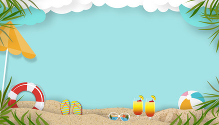 Summer beach cartoon doodles frame Royalty Free Vector Image