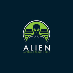 Alien logo minimal alien logo on dark blue Vector Image