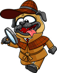 Detective dog cartoon character Royalty Free Vector Image