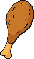 Fried chicken leg sticker on white background Vector Image