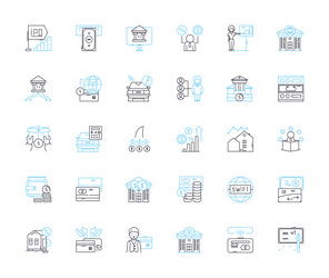 Budget management linear icons set frugal Vector Image