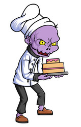 Scary chef zombie standing and holding knife Vector Image