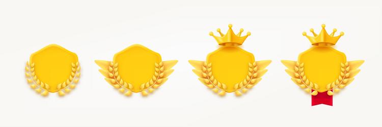 Golden game rank frames set on background Vector Image