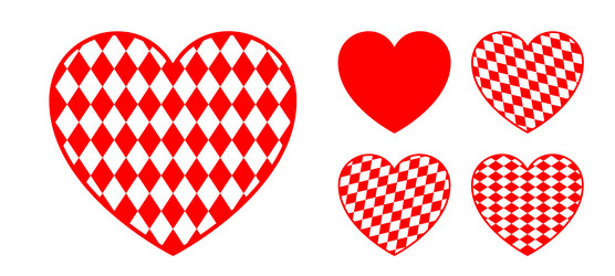 Scalloped edge heart shapes set simple Royalty Free Vector