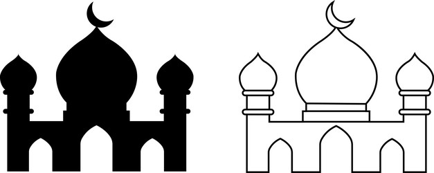 Islamic mosque minaret and dome icons set Vector Image