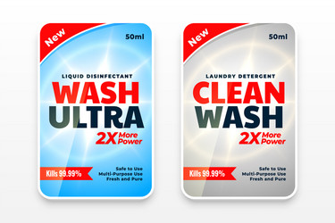 Laundry detergent clean wash label stickers Vector Image