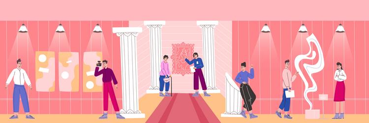 Man at exhibition Royalty Free Vector Image - VectorStock