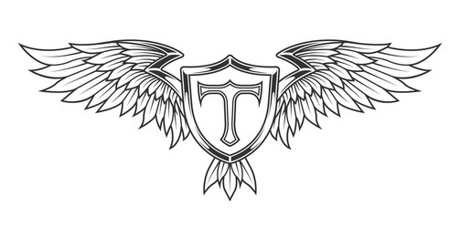 Vintage shield with wings Royalty Free Vector Image