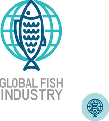 Fish on dish seafood restaurant logo design Vector Image