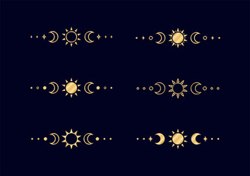Gold celestial text divider with sun stars moon Vector Image