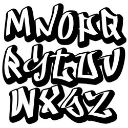 Graffiti font alphabet letters hip hop type Vector Image