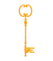 Golden key with intricate design standing upright Vector Image