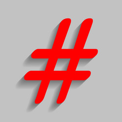 Hashtag sign red icon Royalty Free Vector Image